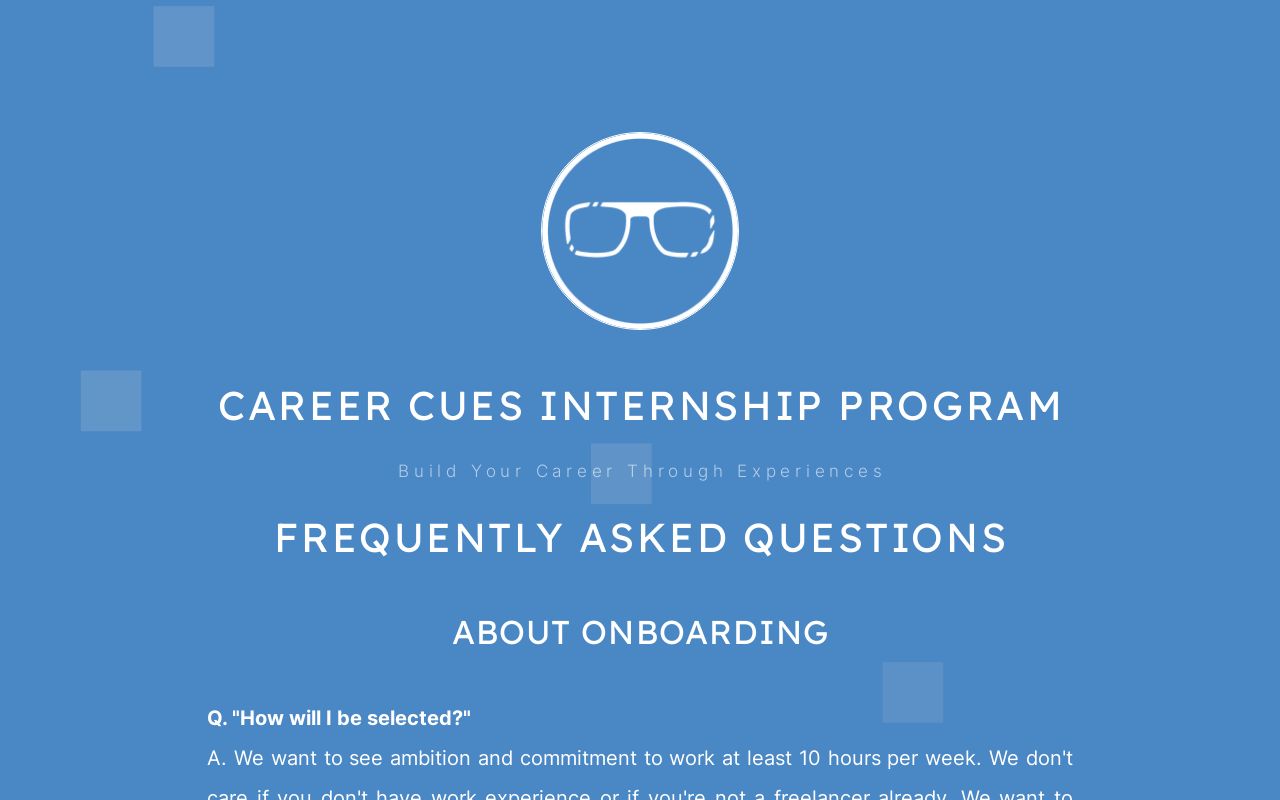 Career Cues Internship Program FAQs
